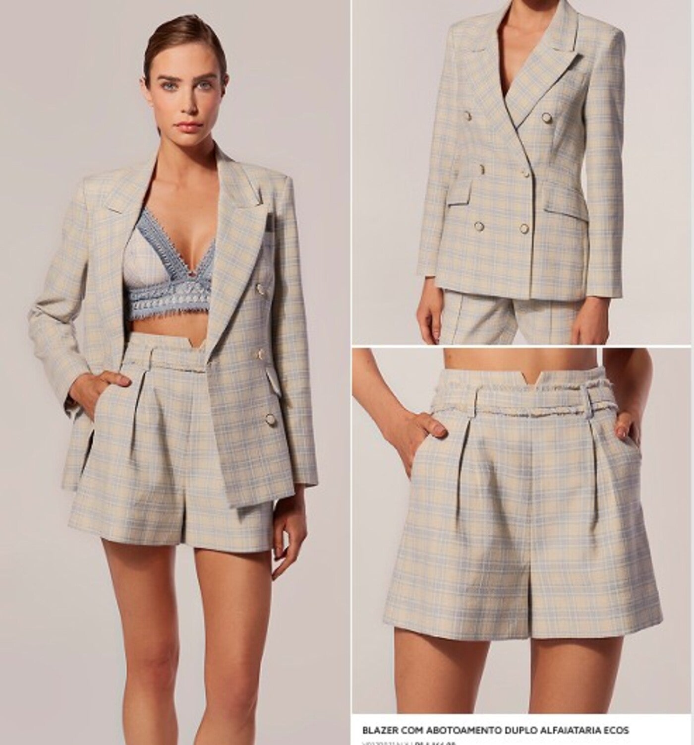 BLAZER COM ABOTOAMENTO DUPLO ALFAIATARIA XADREZ – Carpe Diem Loja